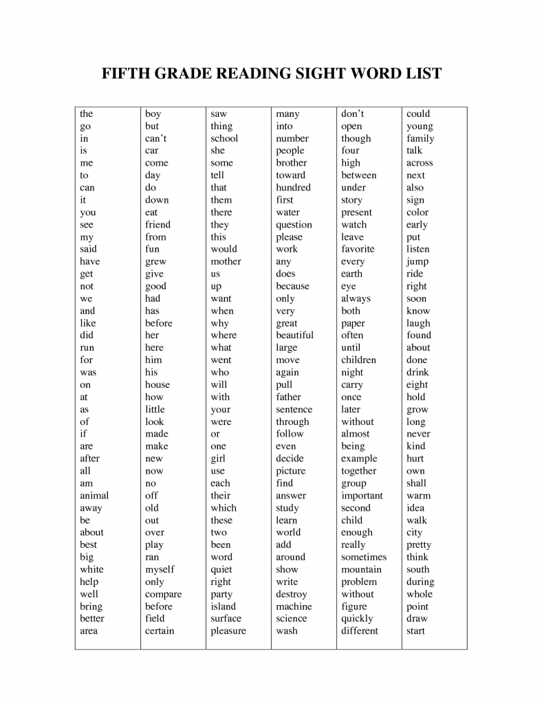 6Th Grade Sight Words Printable 8th Grade Sight Words List 15 Best 