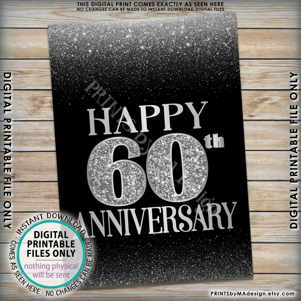 60Th Anniversary Cards Printable Printable Card Free
